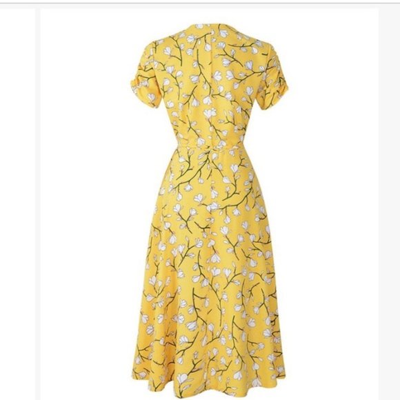 Sucrefas | Dresses | New Sucrefas Yellow Chiffon Wrap Dress | Poshmark
